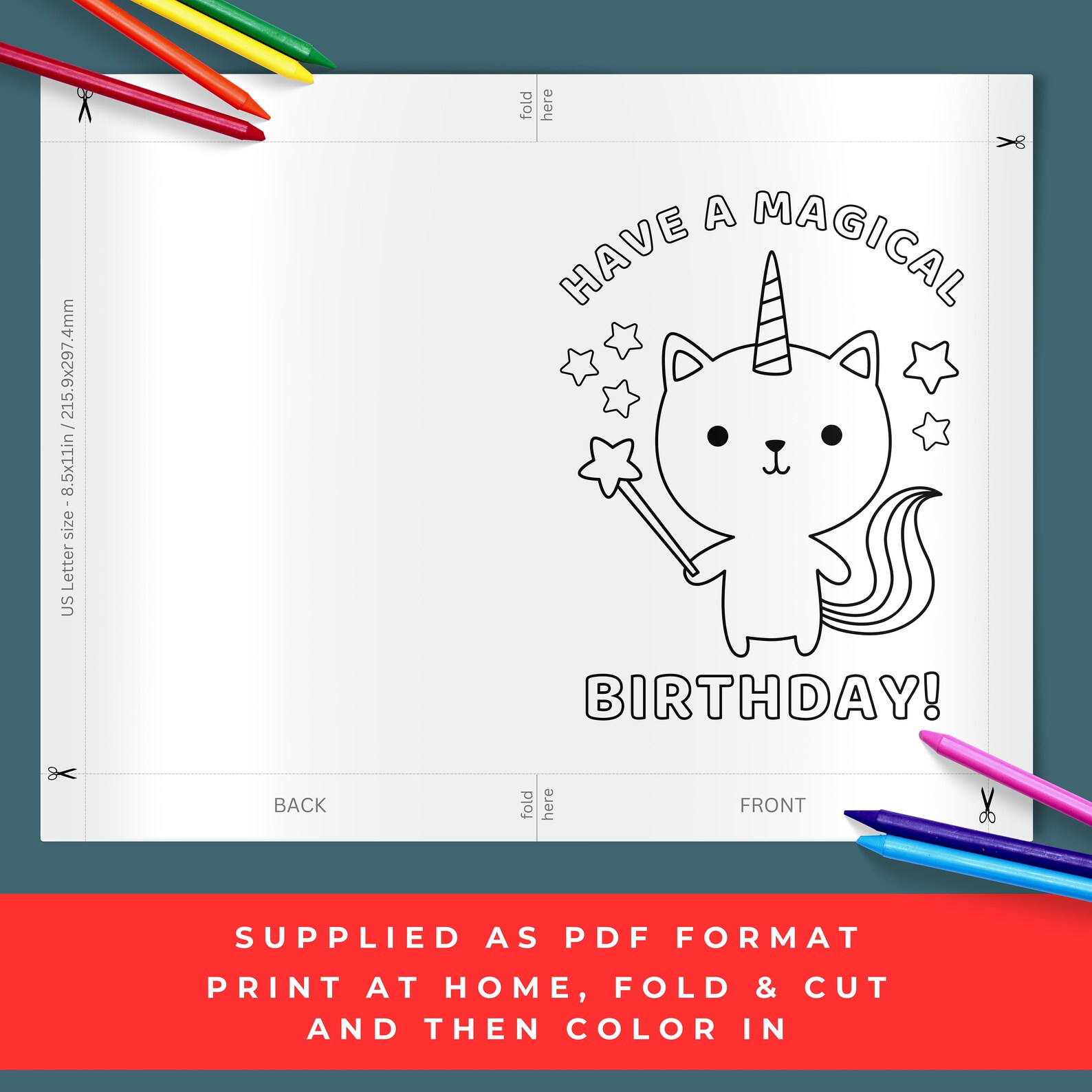 Coloring Birthday Cards for Kids, Printable Birthday Cards, Color Your ...
