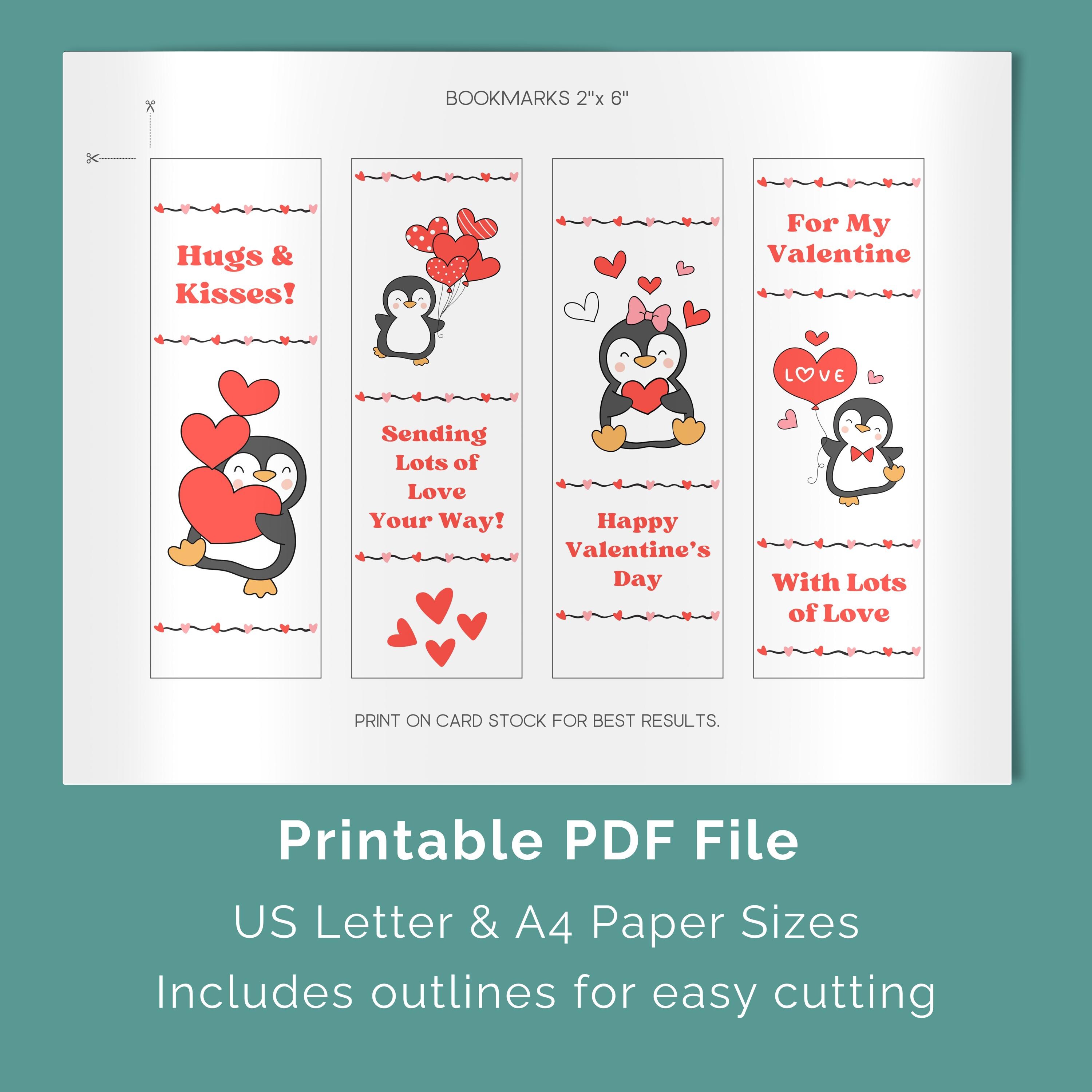 Valentine’s Day Bookmarks for Kids, Kid Valentines Classroom Gifts ...