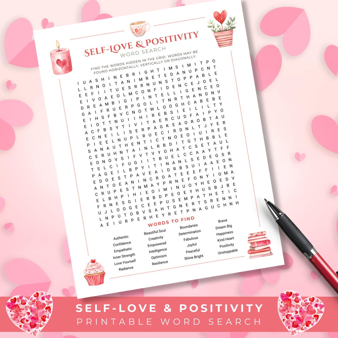 Self-love Word Search, Self-care Printable, Mindfulness Activity ...