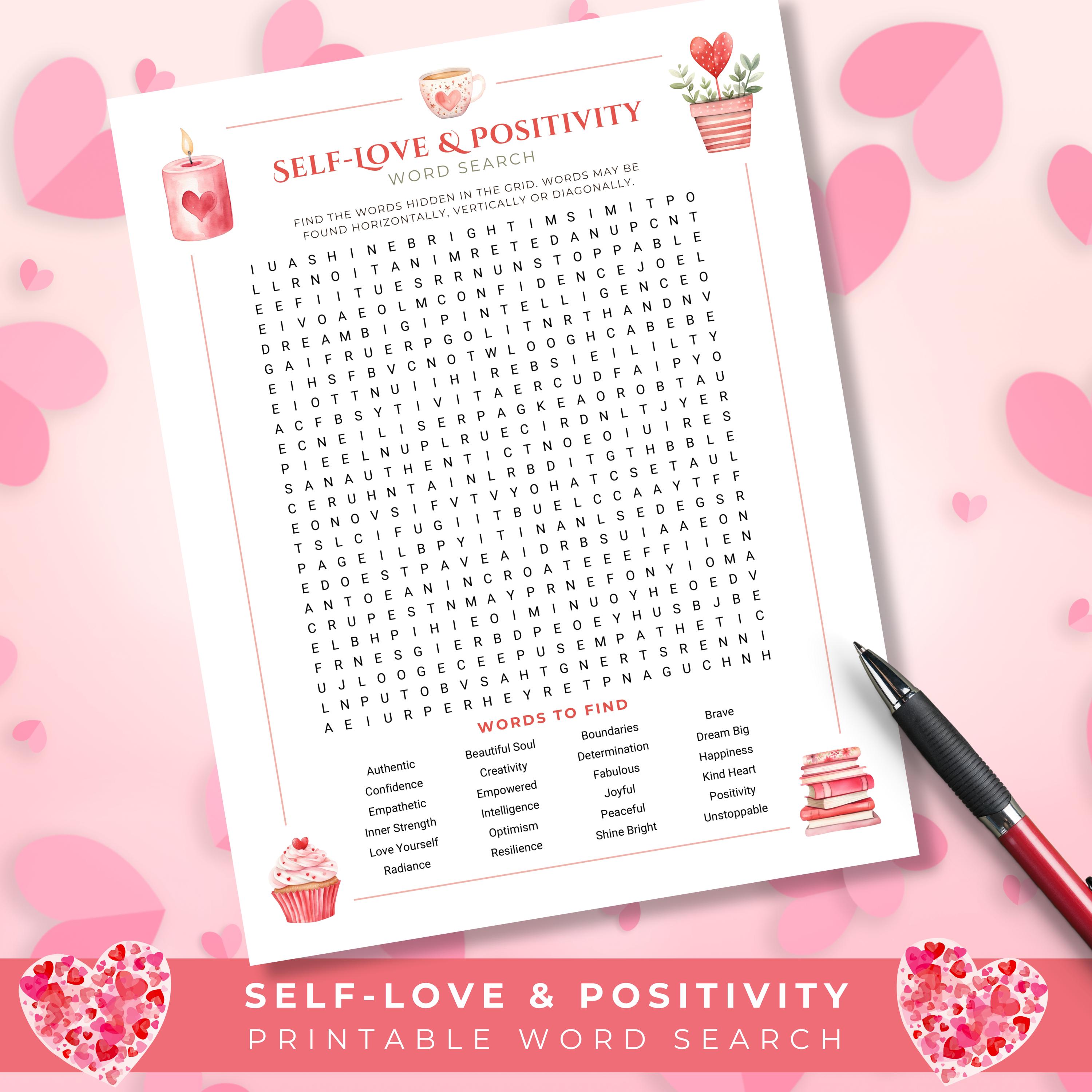 Self-love Word Search, Self-care Printable, Mindfulness Activity ...