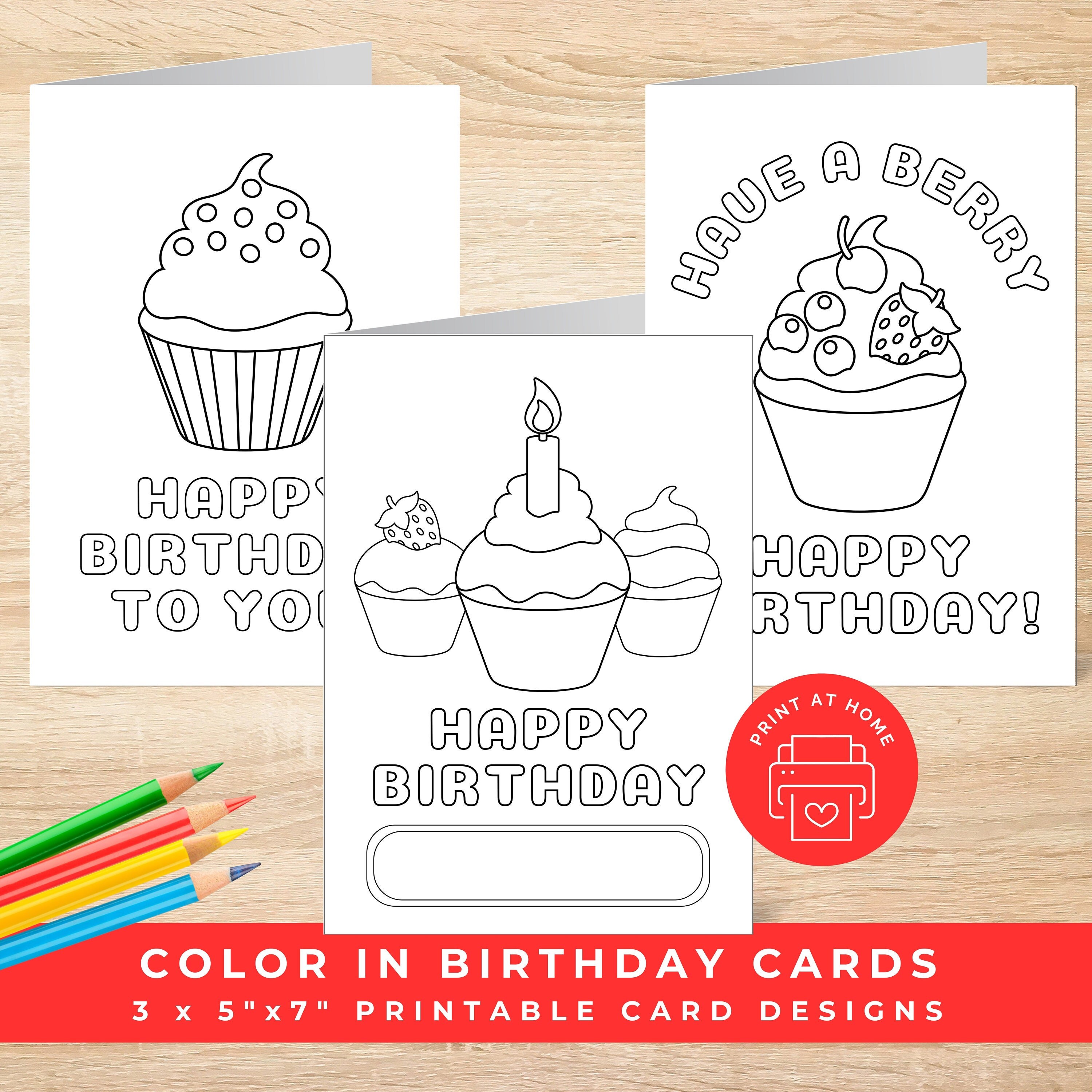 Printable Coloring Birthday Card, Printable Birthday Card From Kids ...