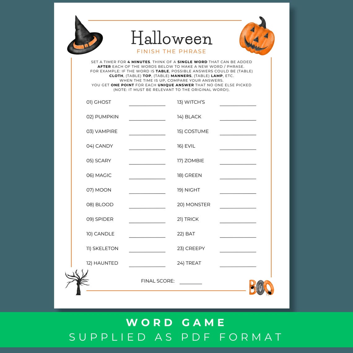 Halloween Party Game, Printable Halloween Word Games for Adults, Sip ...