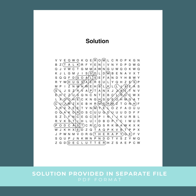 Self-care Word Search, Self Care Printable Word Game, Self-care List ...