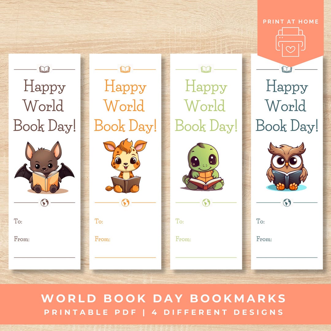 World Book Day Bookmarks Printable, Cute Animal Reading Bookmarks ...