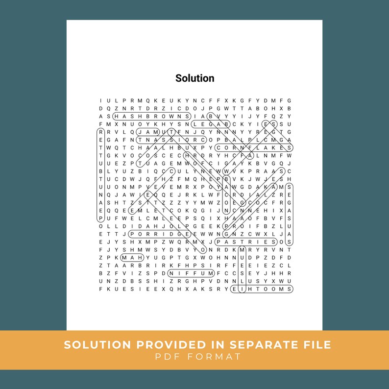 Breakfast Word Search Printable, Brunch Party Game for Adults ...