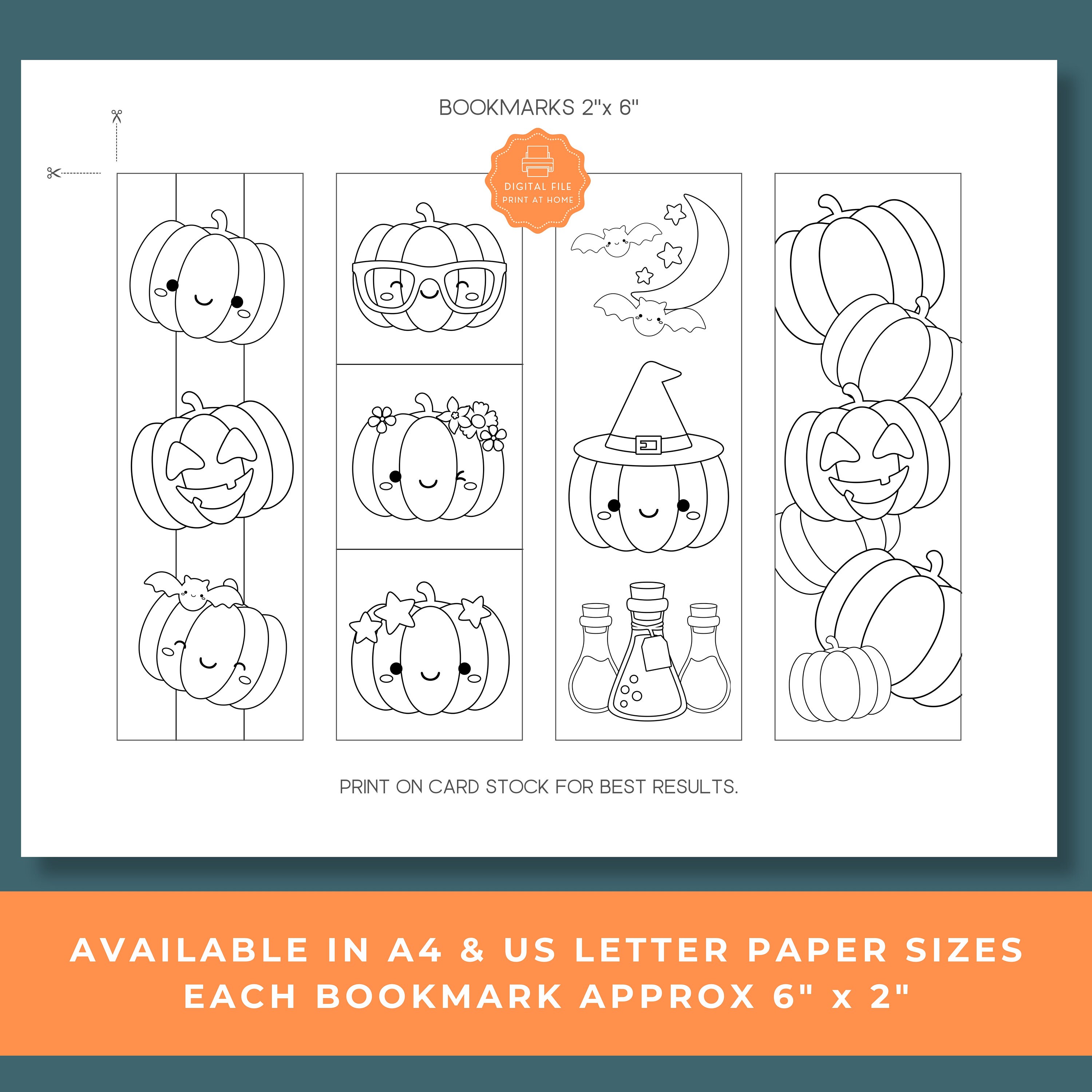 Halloween Coloring Bookmarks, Pumpkin Bookmarks to Color, Cute ...