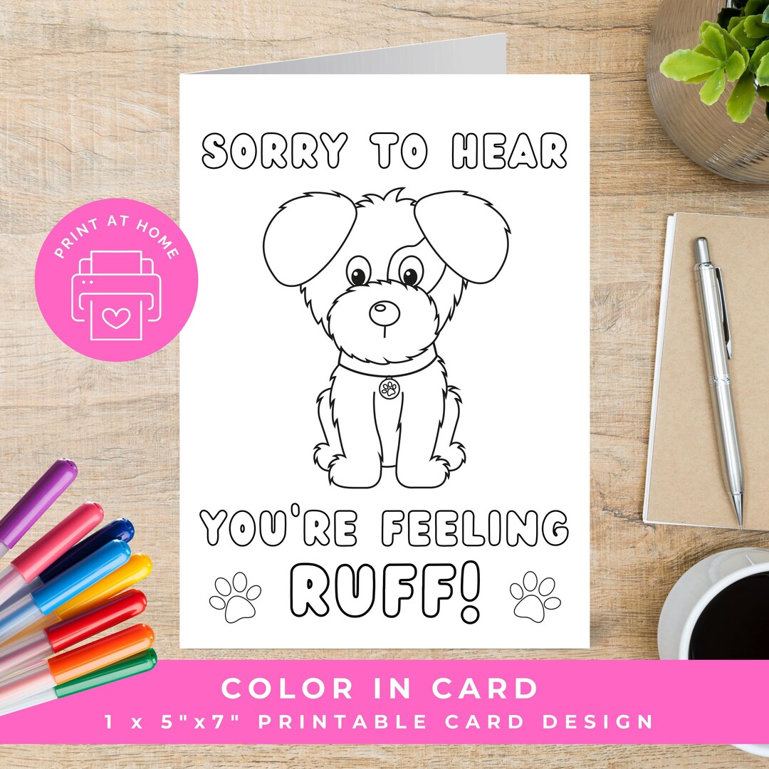 Get Well Soon Coloring Card, Printable Card for Get Well, Feel Better ...