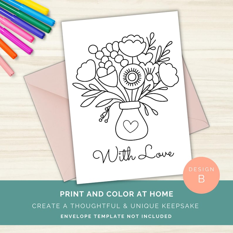 Thinking of You Coloring Cards Bundle, Printable Floral Cards to Color ...