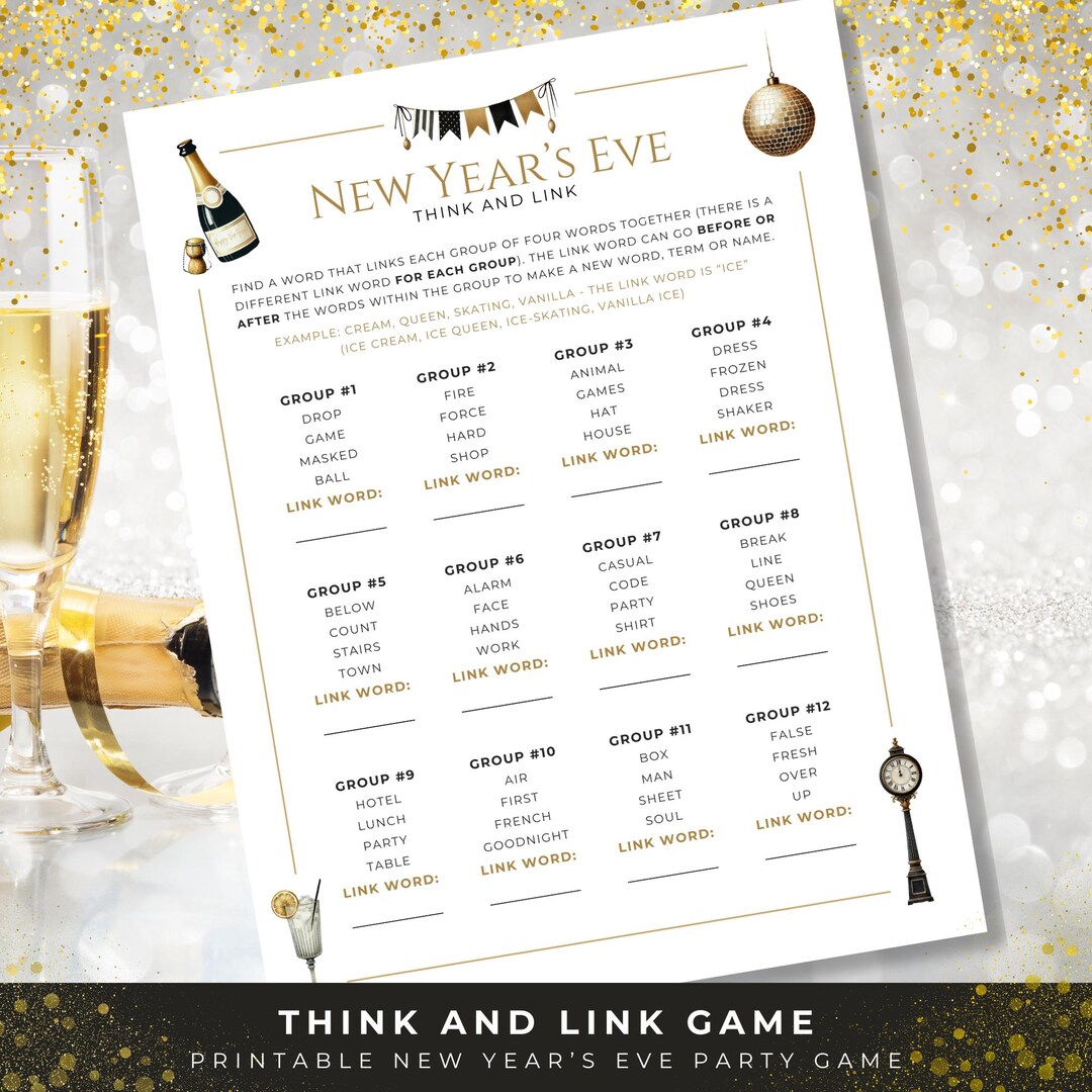 New Year’s Eve Party Game Printable, NYE Word Game for Adults ...