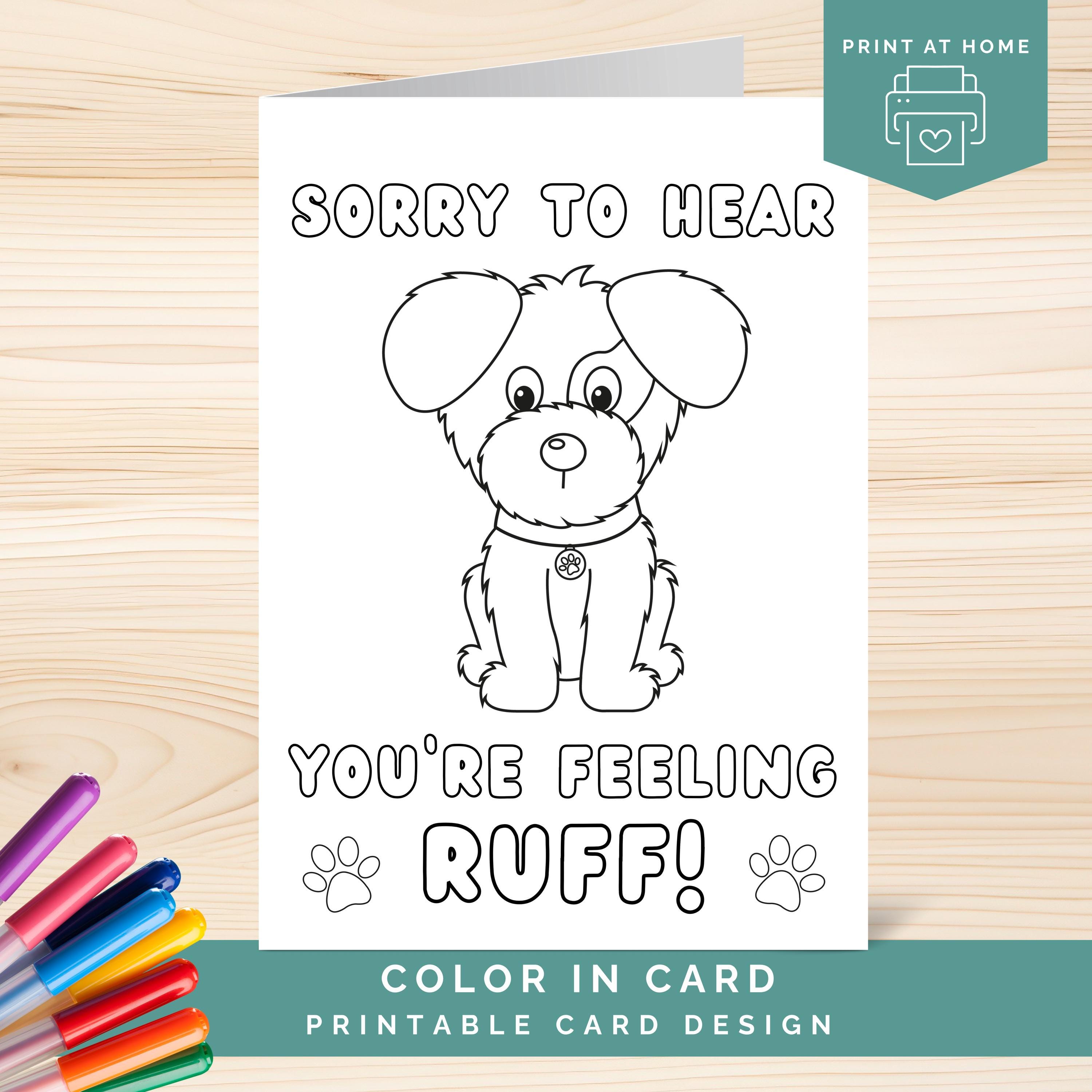 Get Well Soon Coloring Card, Printable Thinking of You Card, Cute Card ...