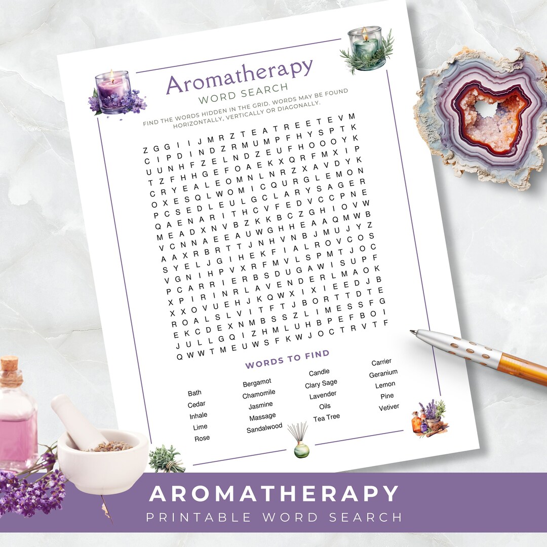 Aromatherapy Word Search, Self-care Printable Games, Anxiety Relief ...