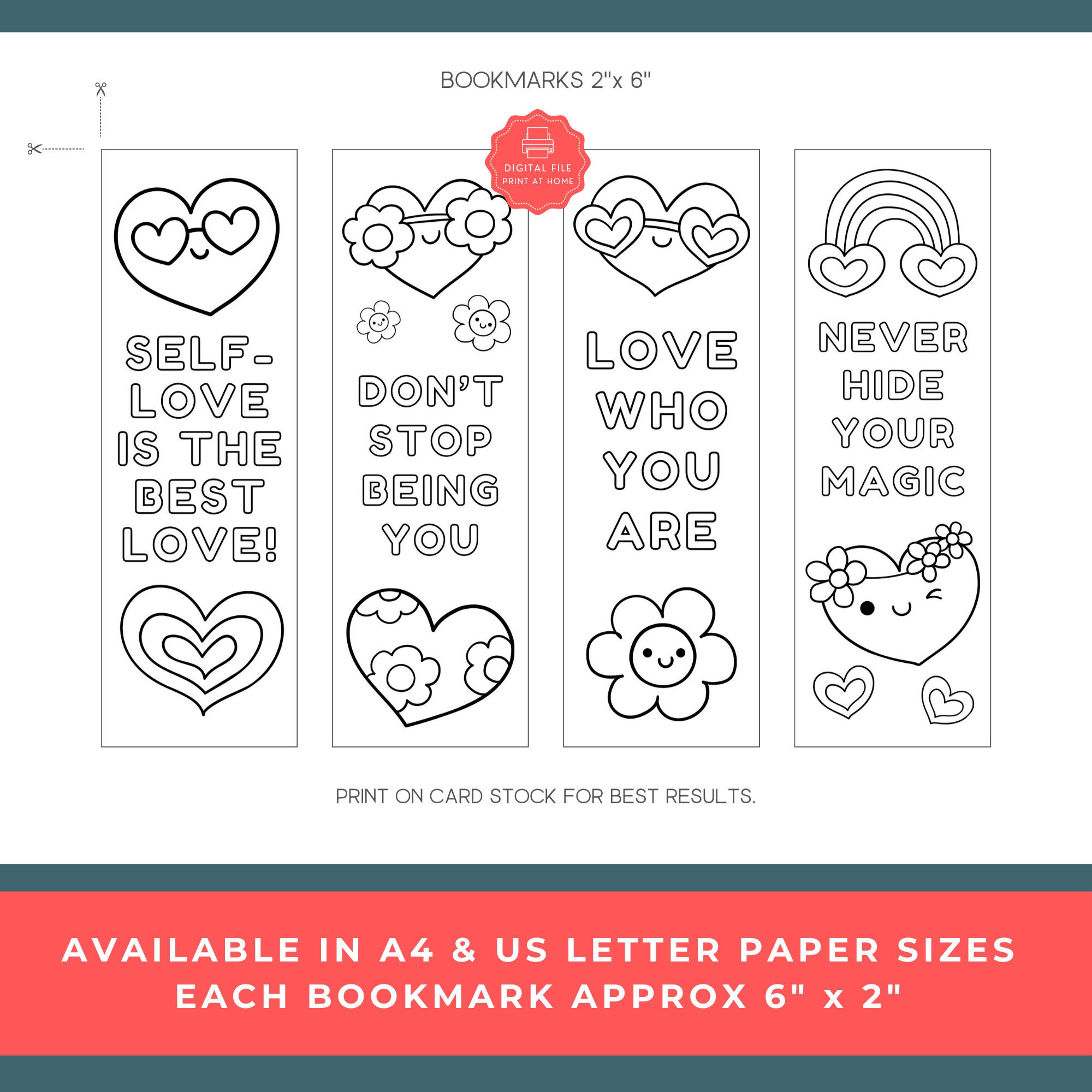 Printable Self-love Coloring Bookmarks, Self Love Coloring for ...