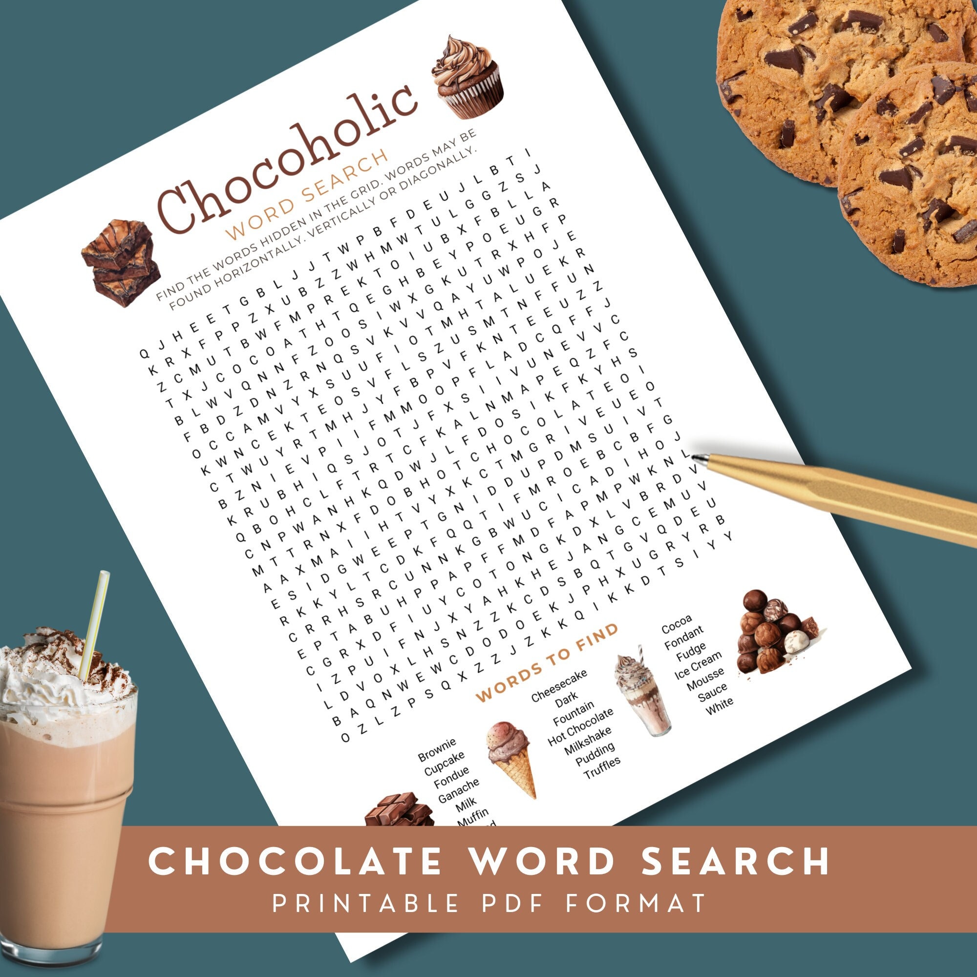 Chocolate Word Search, Chocoholic Word Search, Printable Word Games ...