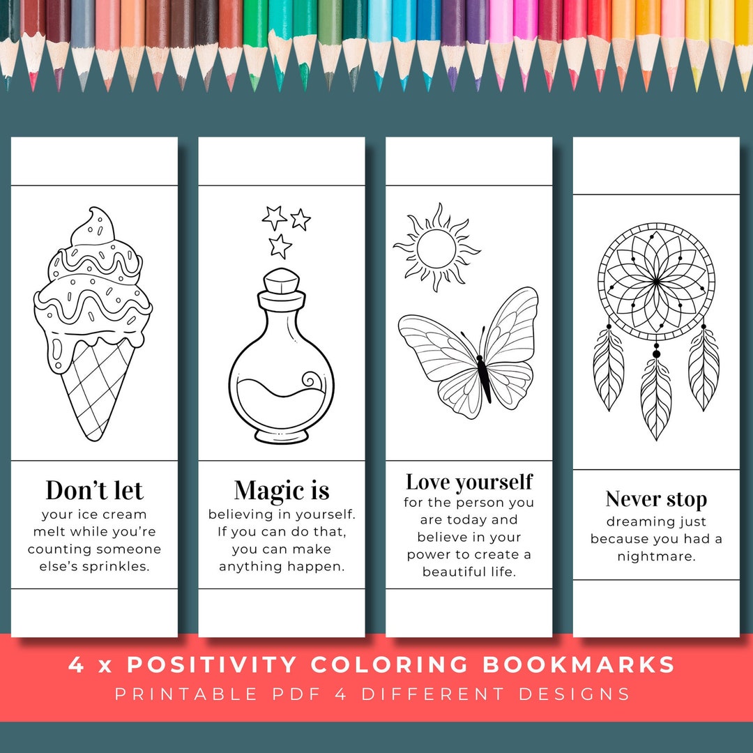 Motivational Coloring Bookmarks, Affirmation Bookmarks to Color ...