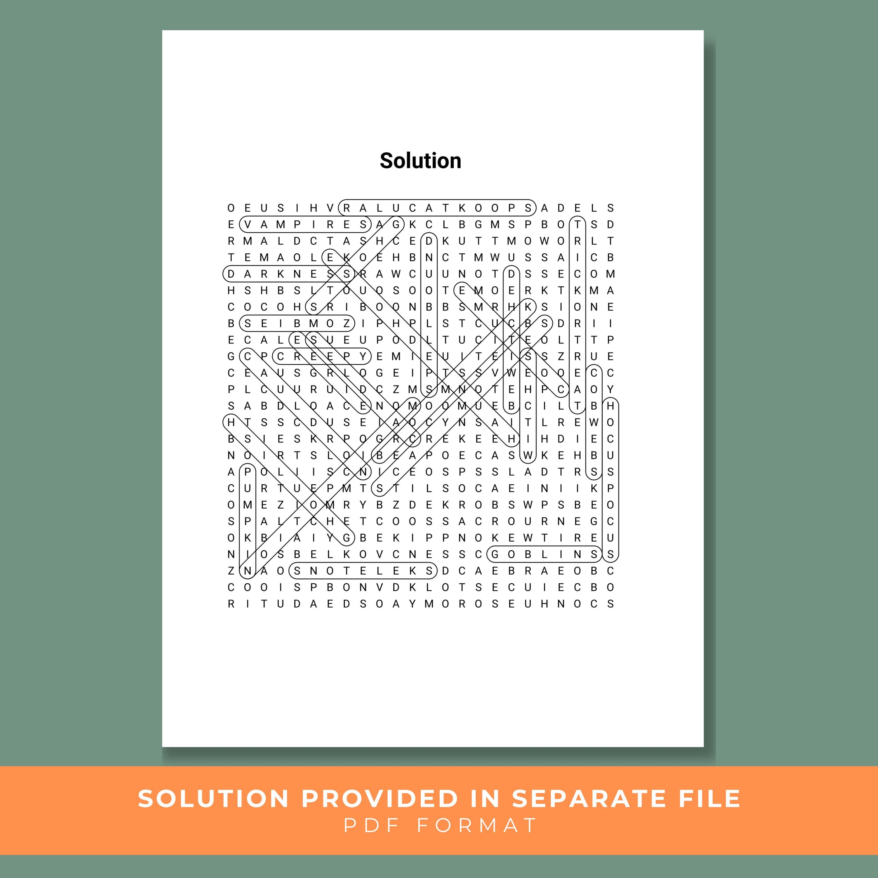 Halloween Word Search & Coloring Page, Spooky Season Adult Puzzle, Fall ...