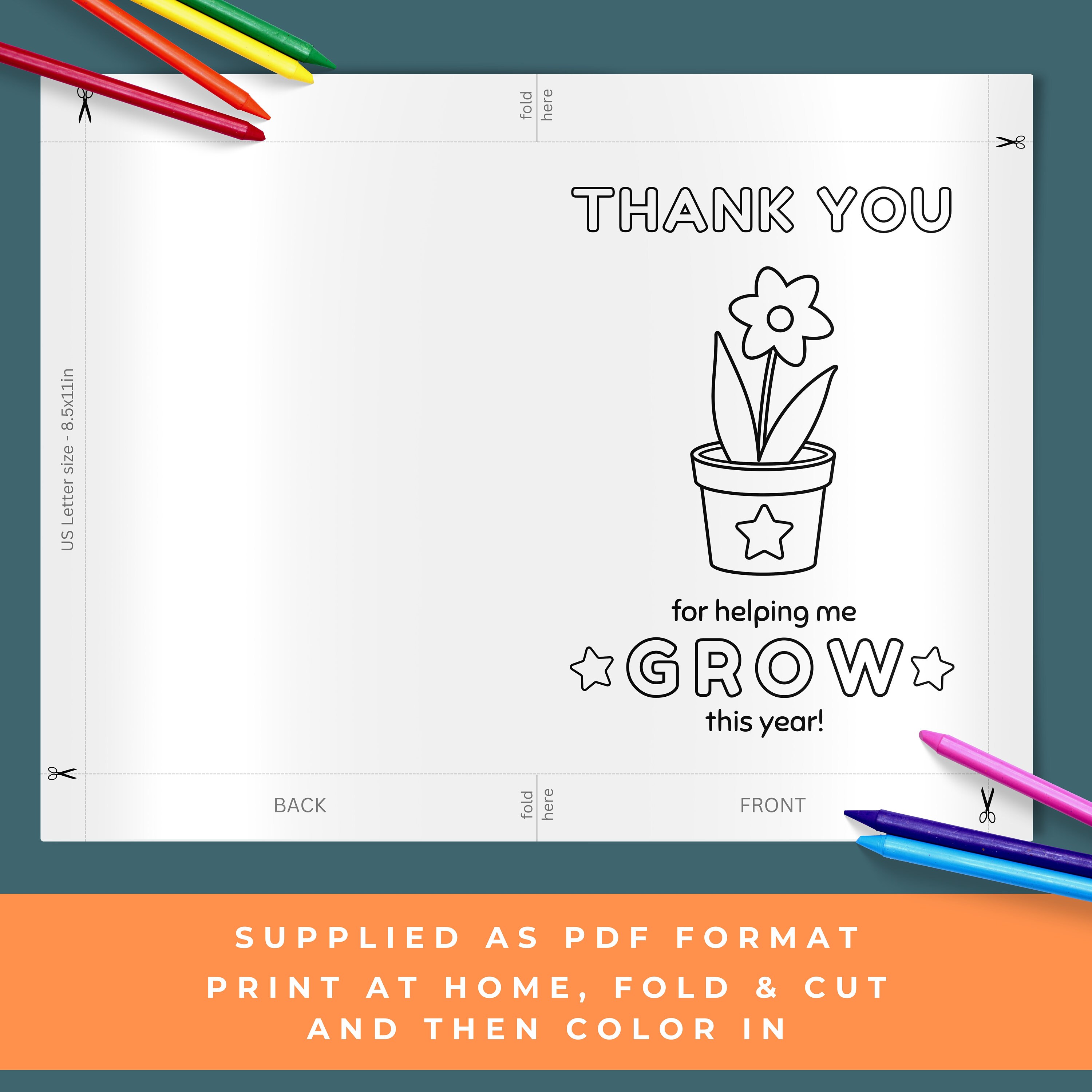 Printable Coloring Card, Teacher Appreciation Card, Thank You Teacher ...