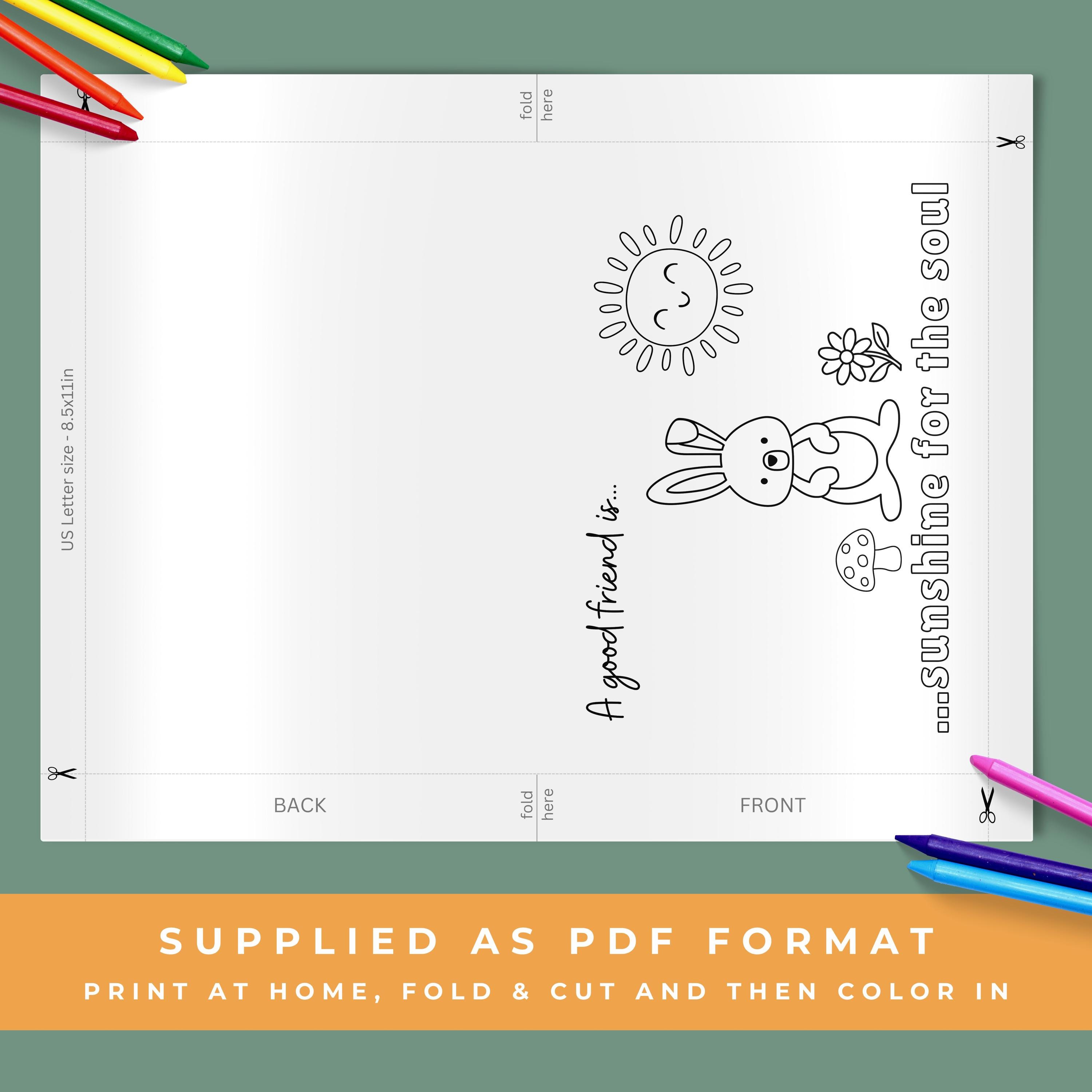 Printable Friendship Coloring Card, Kindness Cards for Friends ...