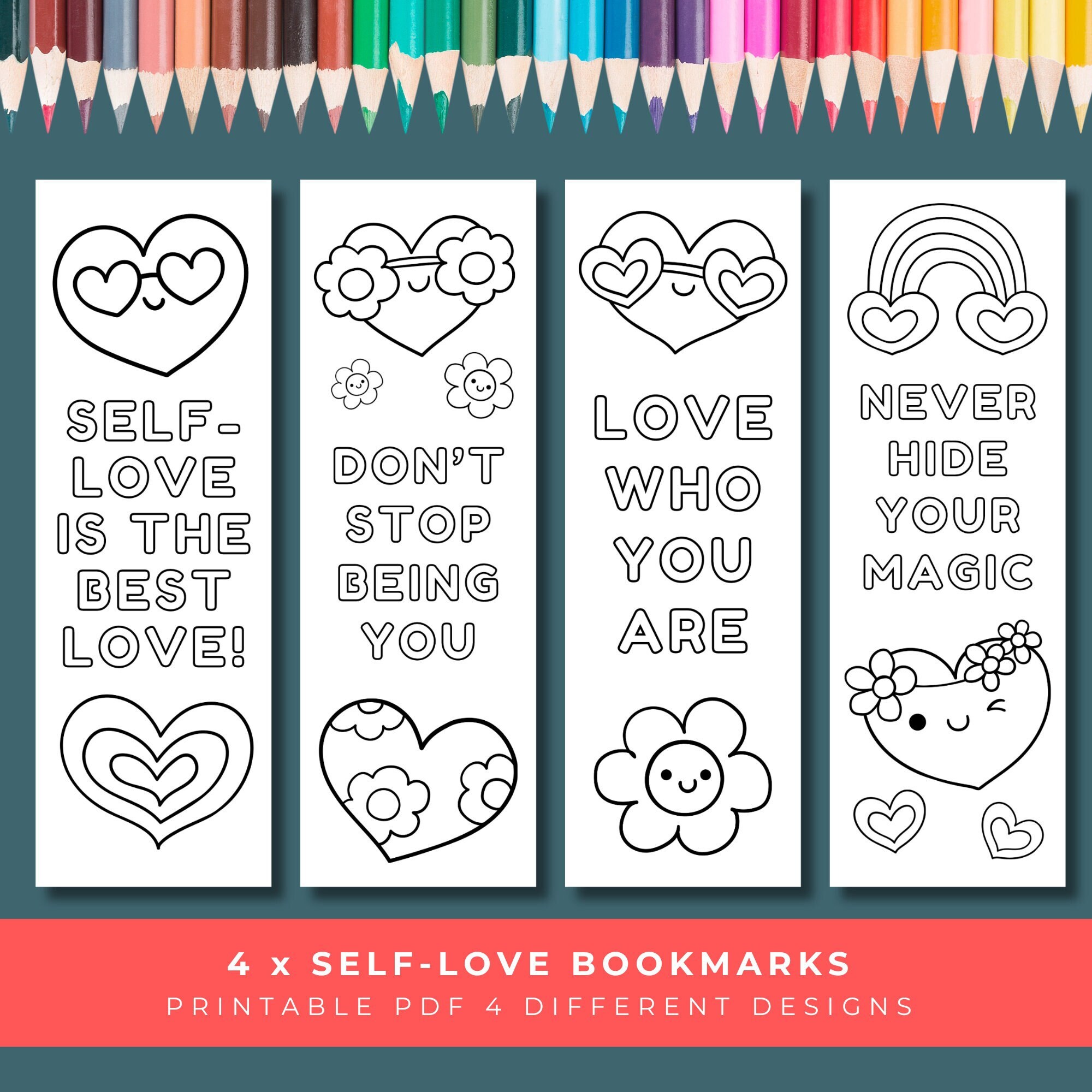 Printable Self-love Coloring Bookmarks, Self Love Coloring for ...