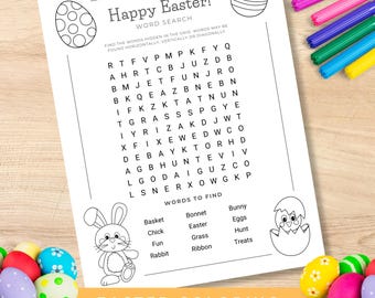 Printable Word Search Easter Kids Coloring Page, Fun Activity Sheets ...
