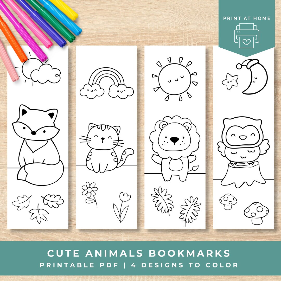Printable Animal Bookmarks to Color, Kids’ Coloring Bookmarks, Animals ...