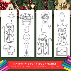 Nativity Story Coloring Bookmarks, Printable Christian Bookmarks to ...
