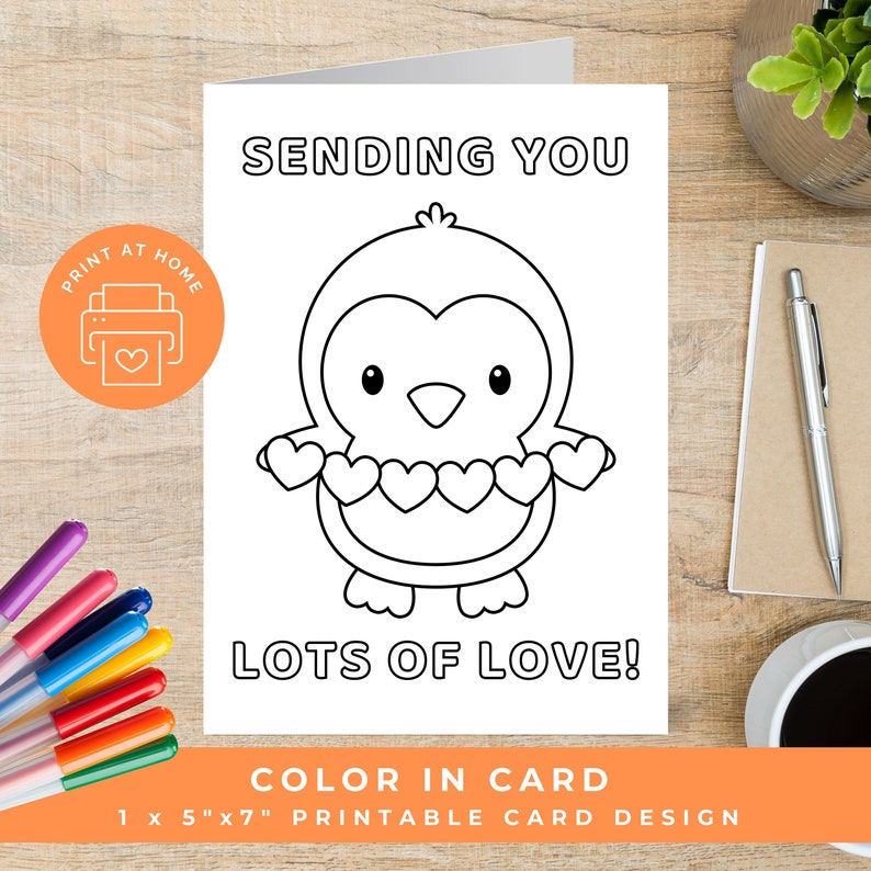Thinking of You Coloring Card, Encouragement Card to Color, Printable ...