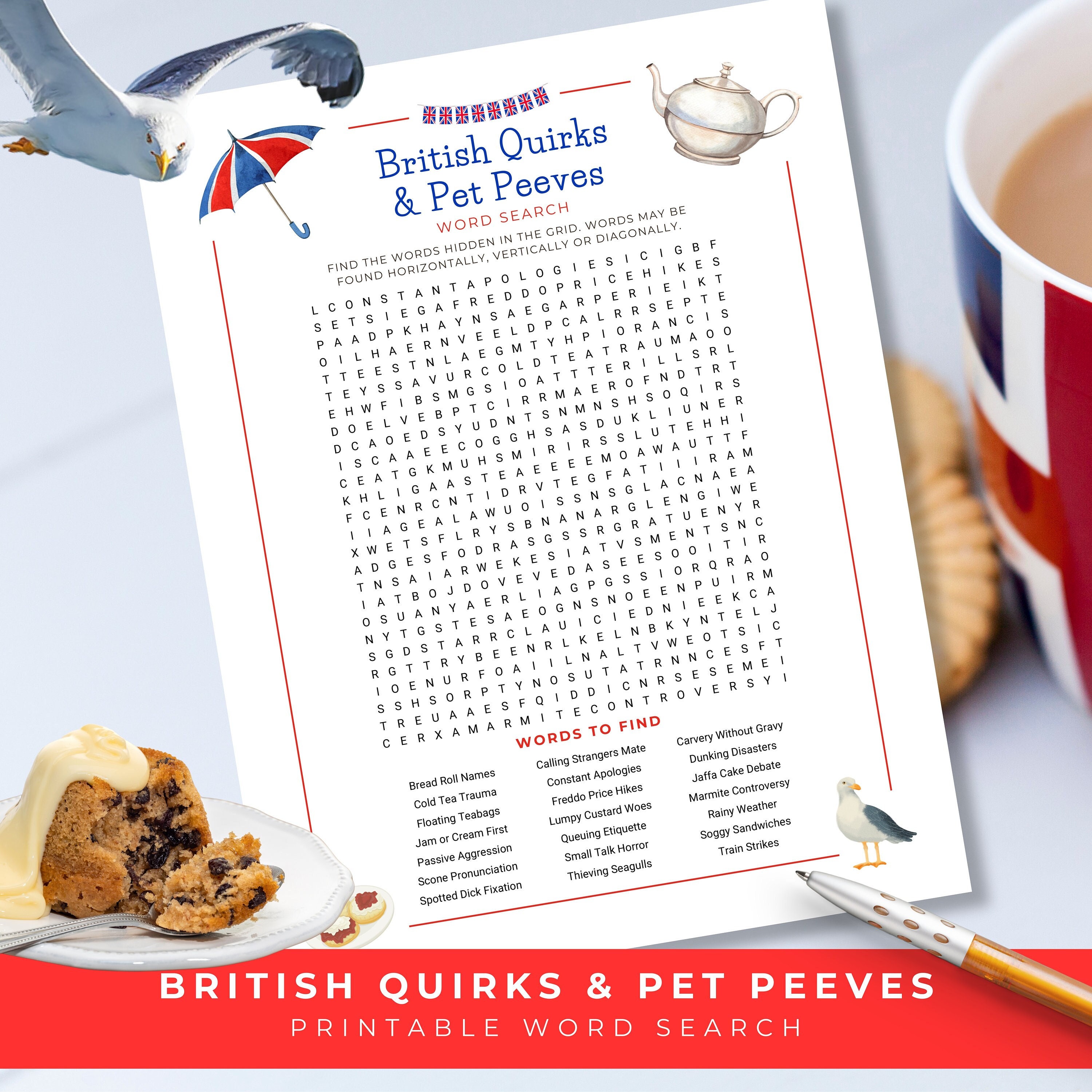 Funny British Word Search, British Printable Puzzle Game for Adults ...