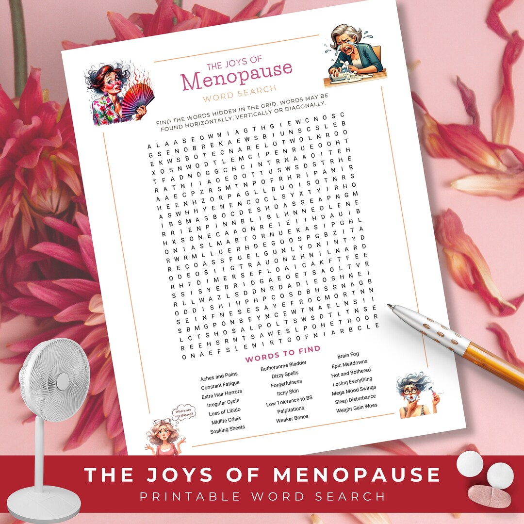 Menopause Word Search, Funny Perimenopause Printable Puzzle for Women ...