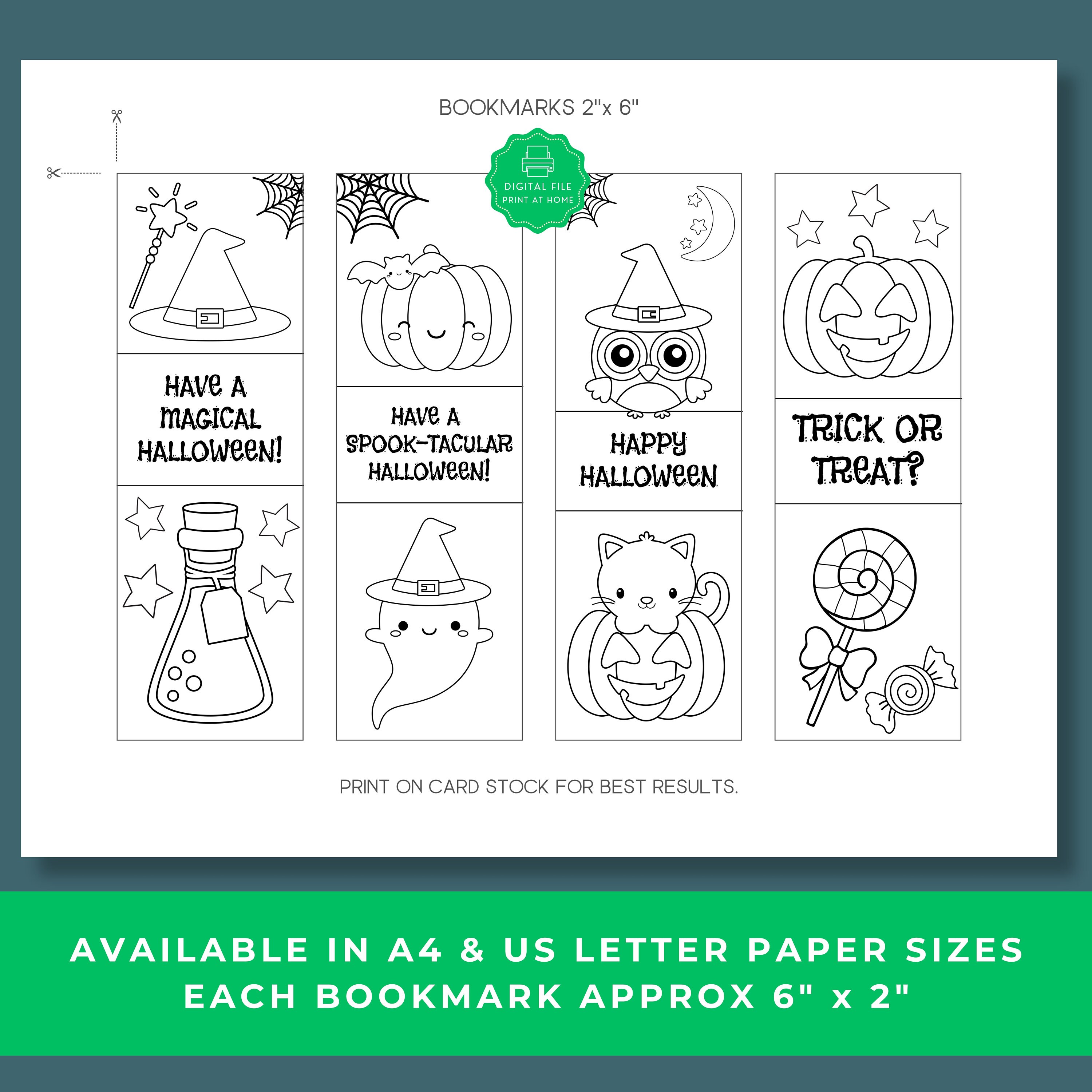 Halloween Coloring Bookmarks, Printable Color Your Own Bookmark ...