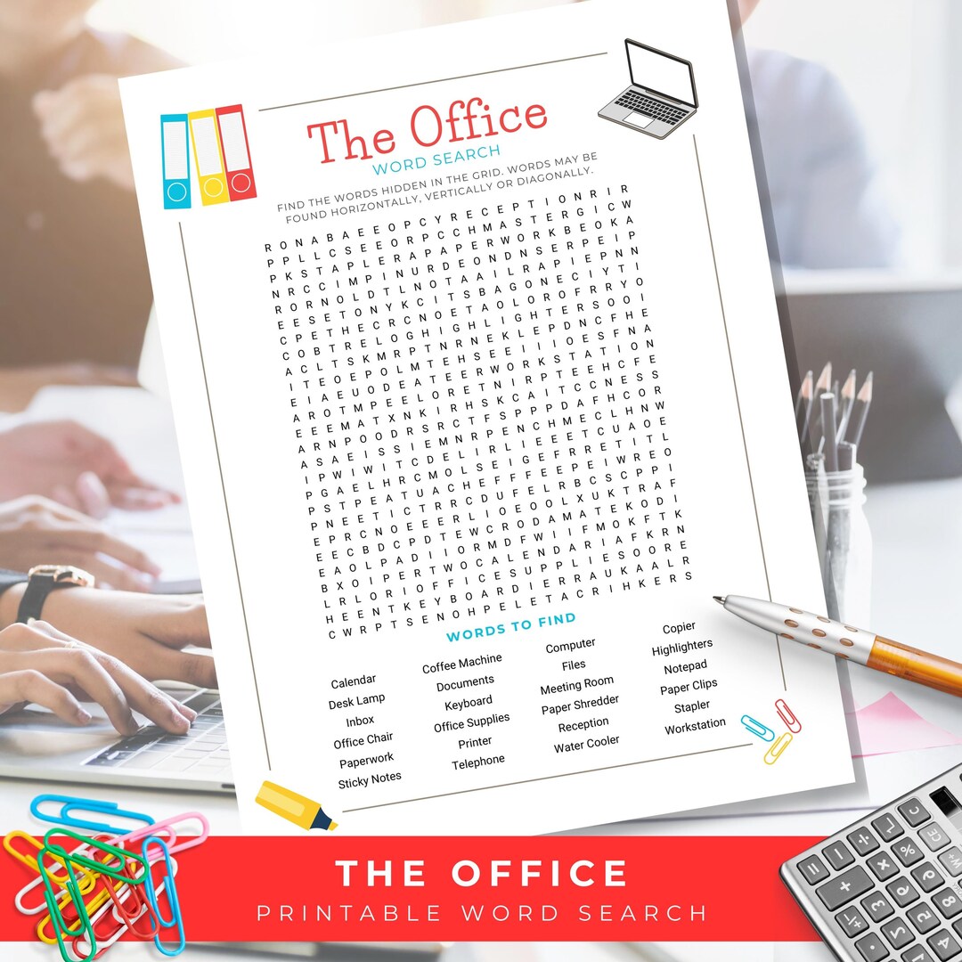 Office Word Search, Printable Games for Office Parties, Word Games for ...