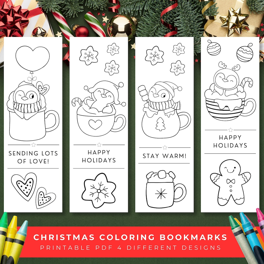 Holidays Coloring Bookmarks, Printable Color Your Own Christmas ...