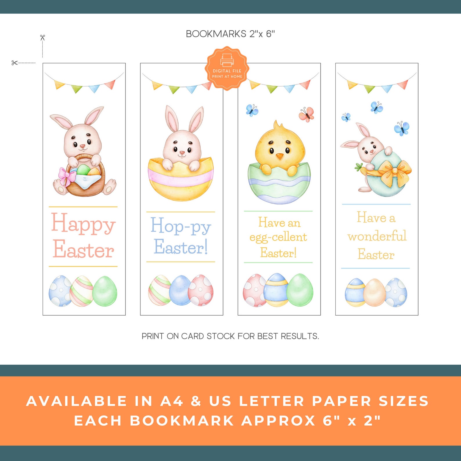 Easter Bookmarks for Kids, Printable Easter Bookmark, Easter Bunny ...