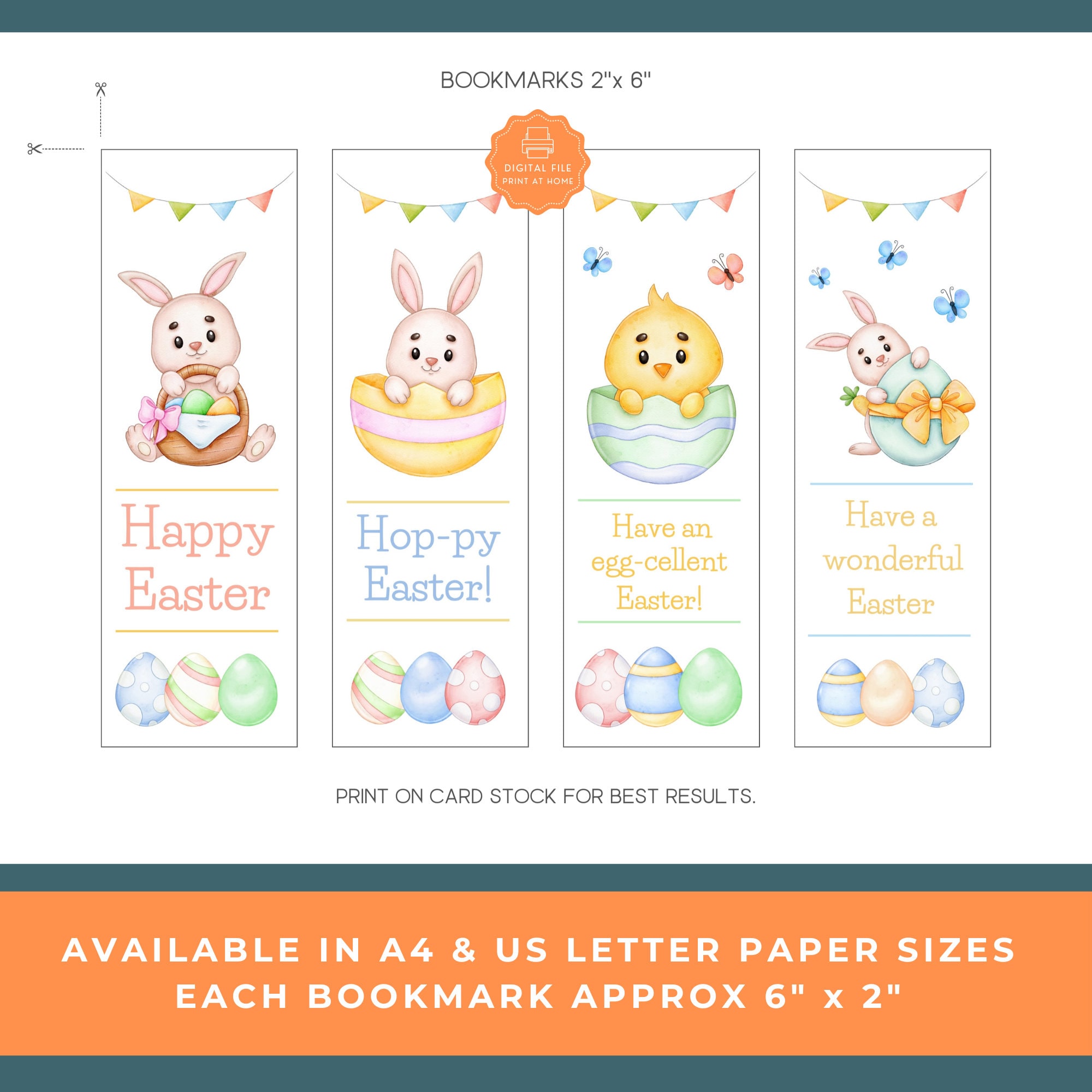 Easter Bookmarks for Kids, Printable Easter Bookmark, Easter Bunny ...