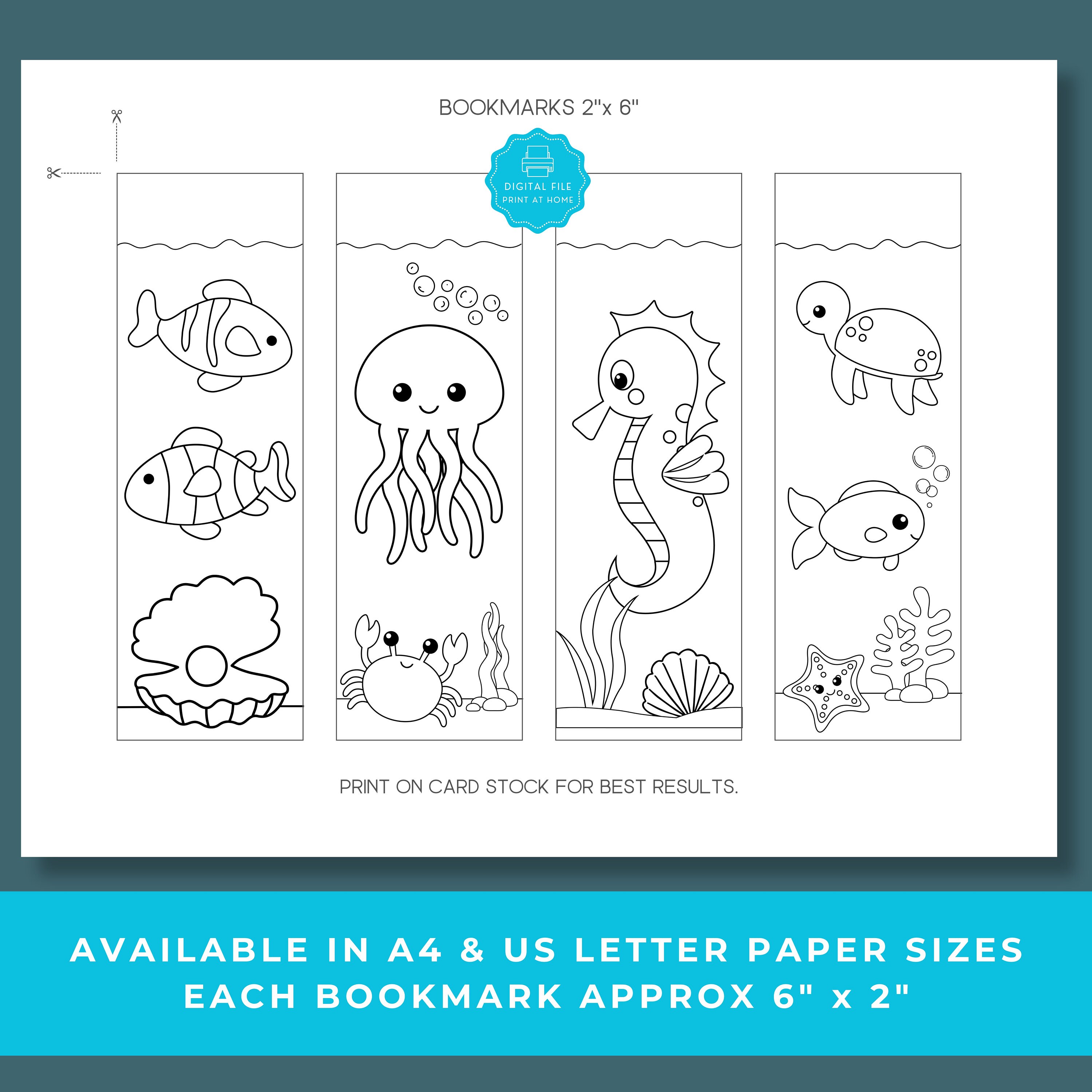 Under the Sea Coloring Bookmarks, Ocean Party Favors, Aquarium ...