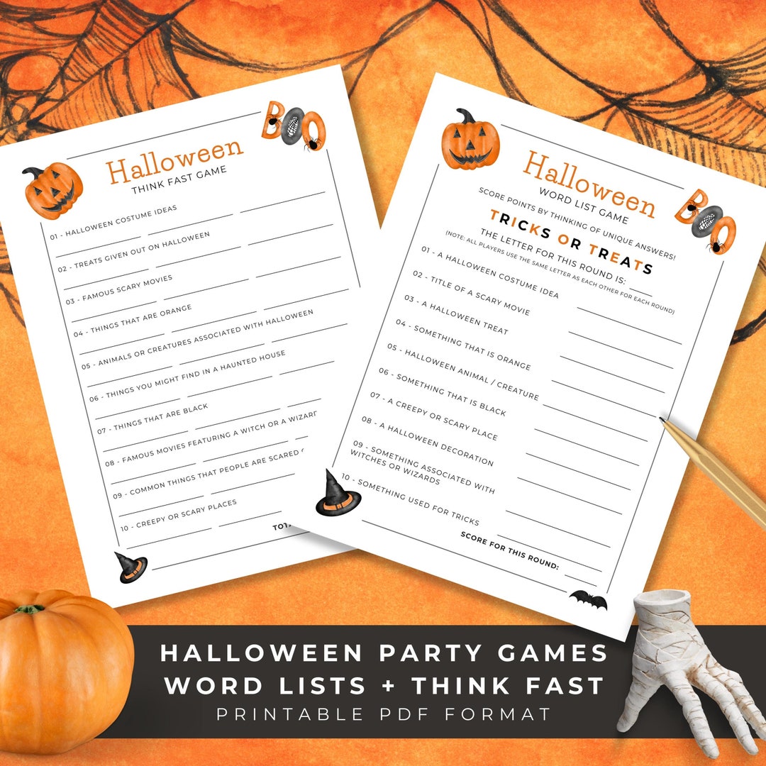 Halloween Word Game Duo, Printable Spooky Season Party Games for Adults ...