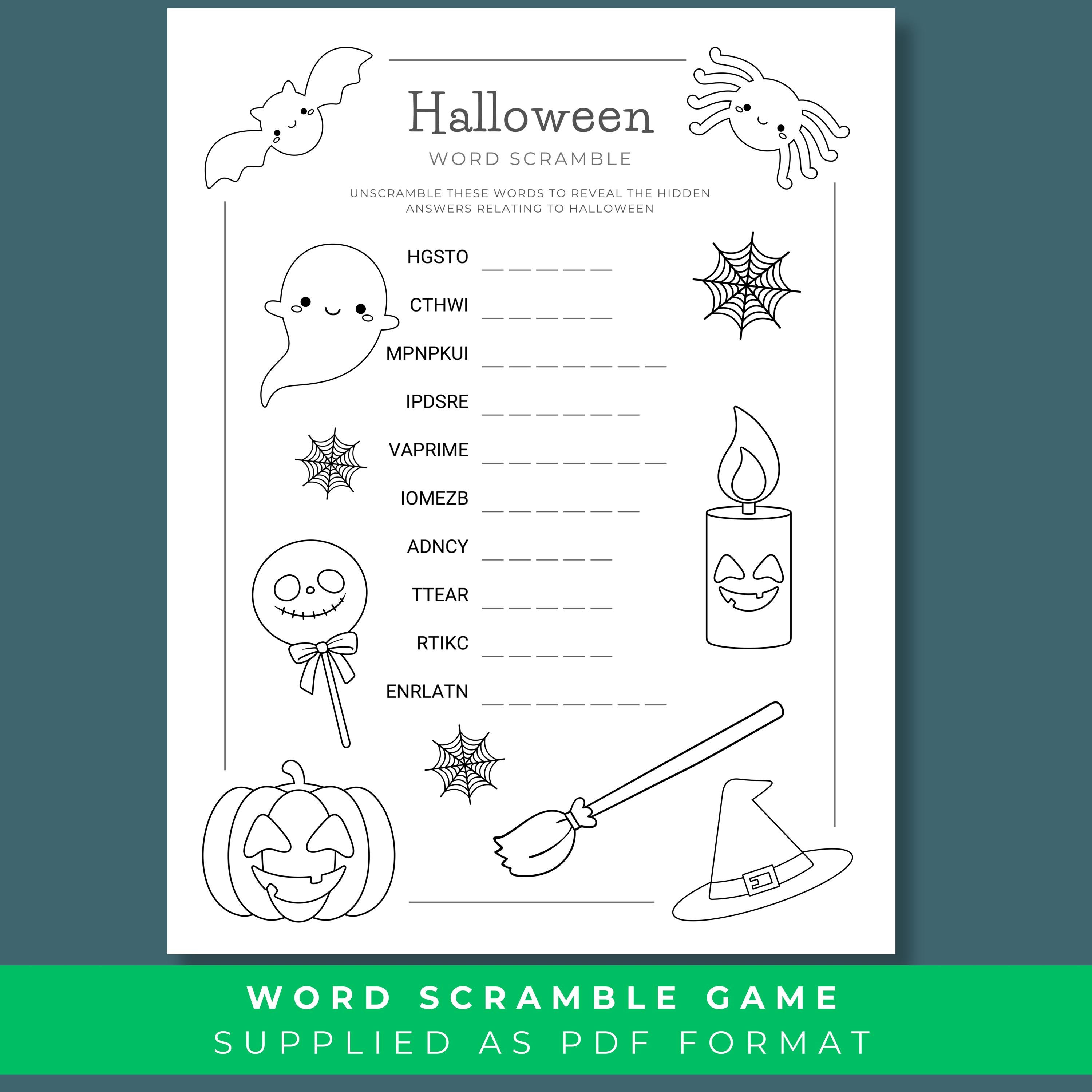 Halloween Coloring, Halloween Printable Activity Sheet for Kids, Word ...