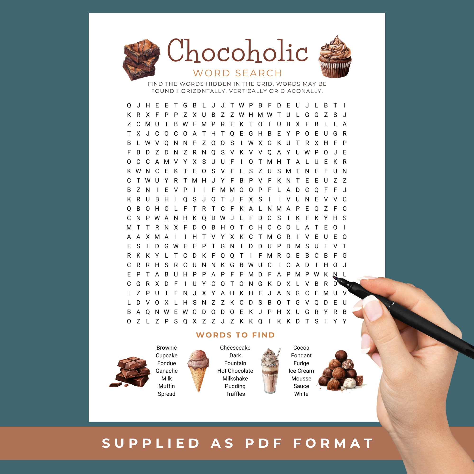 Chocolate Word Search, Chocoholic Word Search, Printable Word Games ...