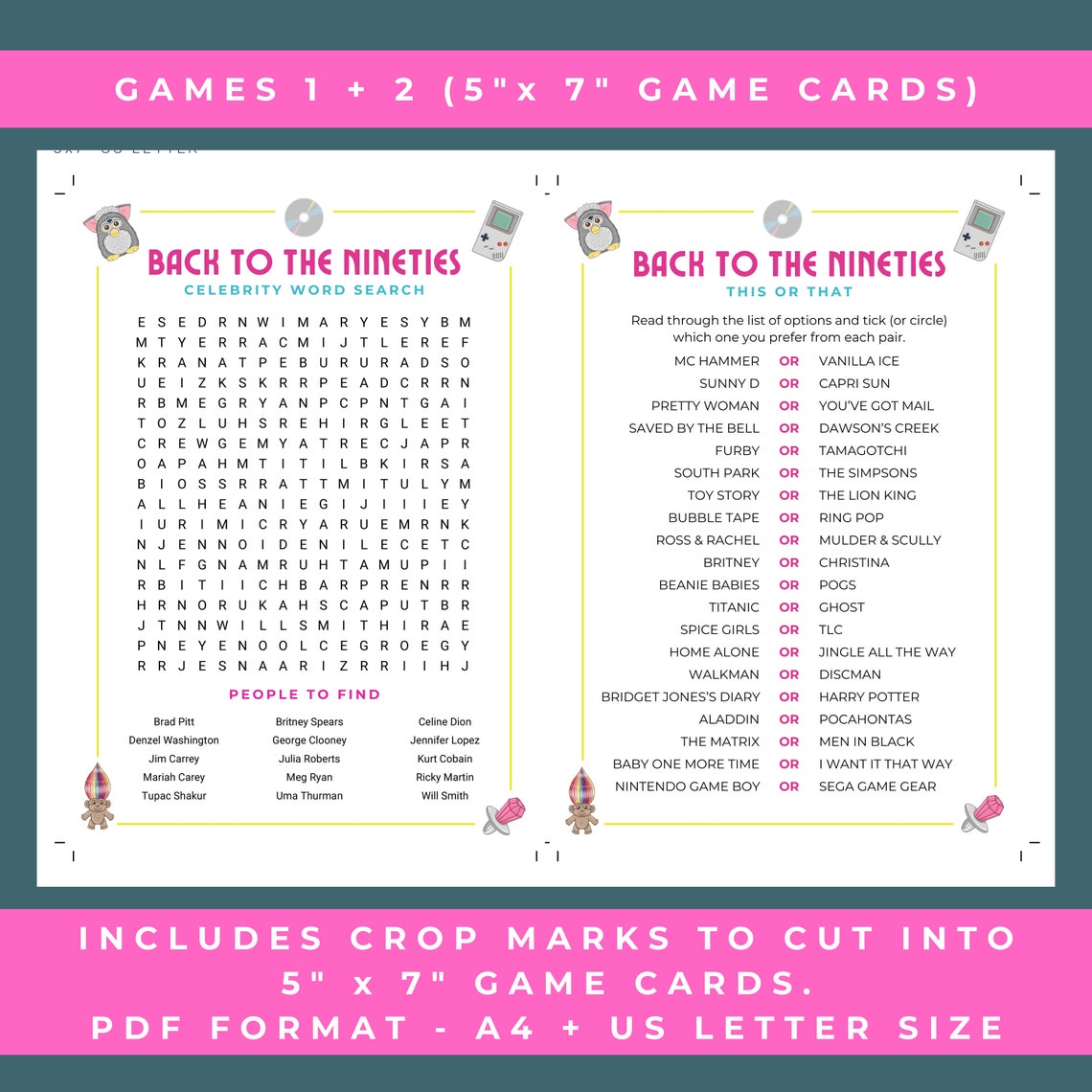 90s Party Games, 90s Trivia Games, 1990s Game Bundles, 90s Theme Party ...