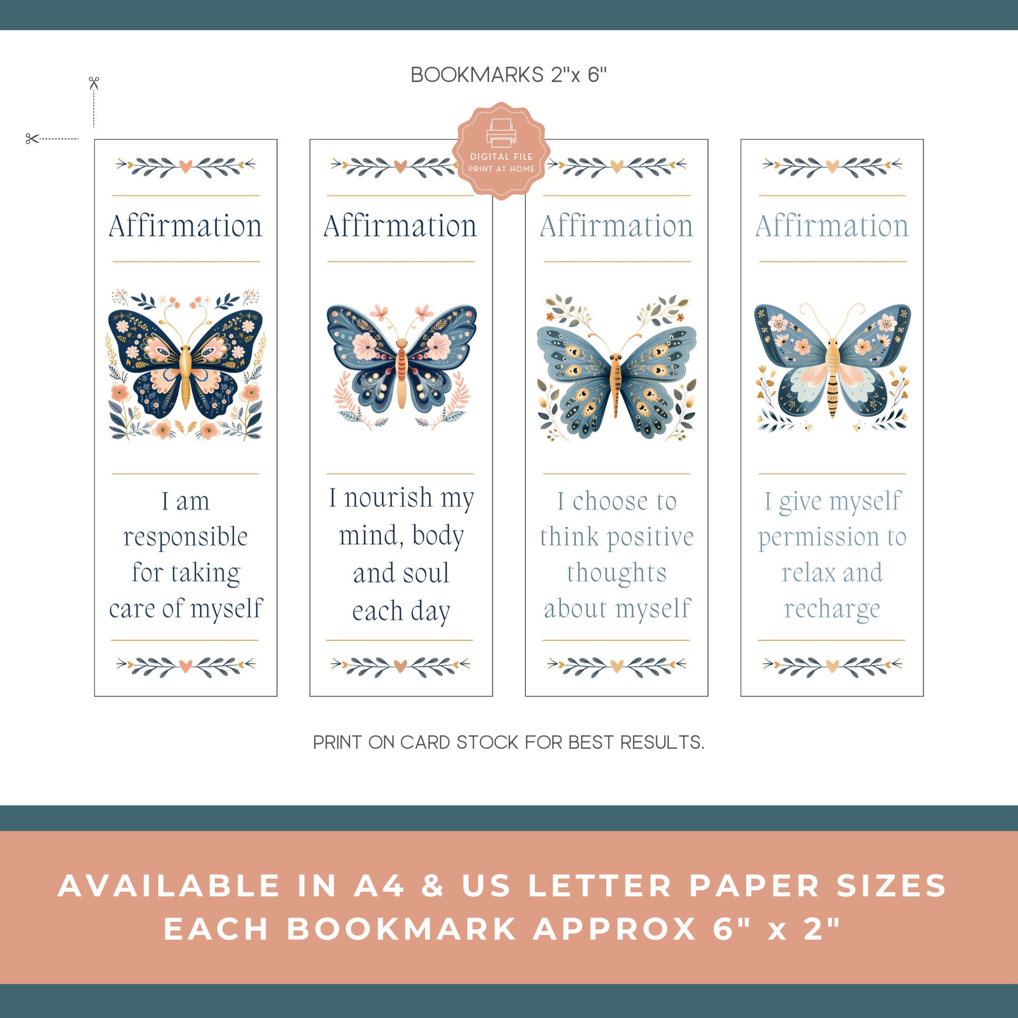 Self-care Affirmation Bookmarks, Self Care Bookmark, Printable Gifts ...