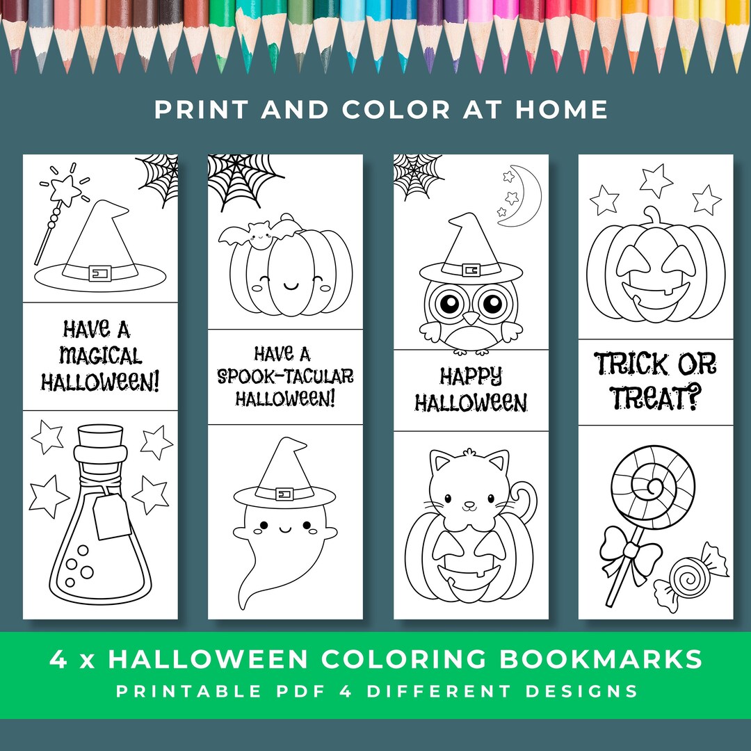 Halloween Coloring Bookmarks, Printable Color Your Own Bookmark ...