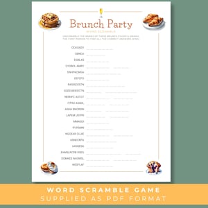 Brunch Party Game for Adults, Printable Brunch Word Scramble Game ...