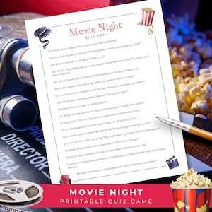 Movie Night Quiz Game, Printable Movie Trivia Game, Movie Party Game ...