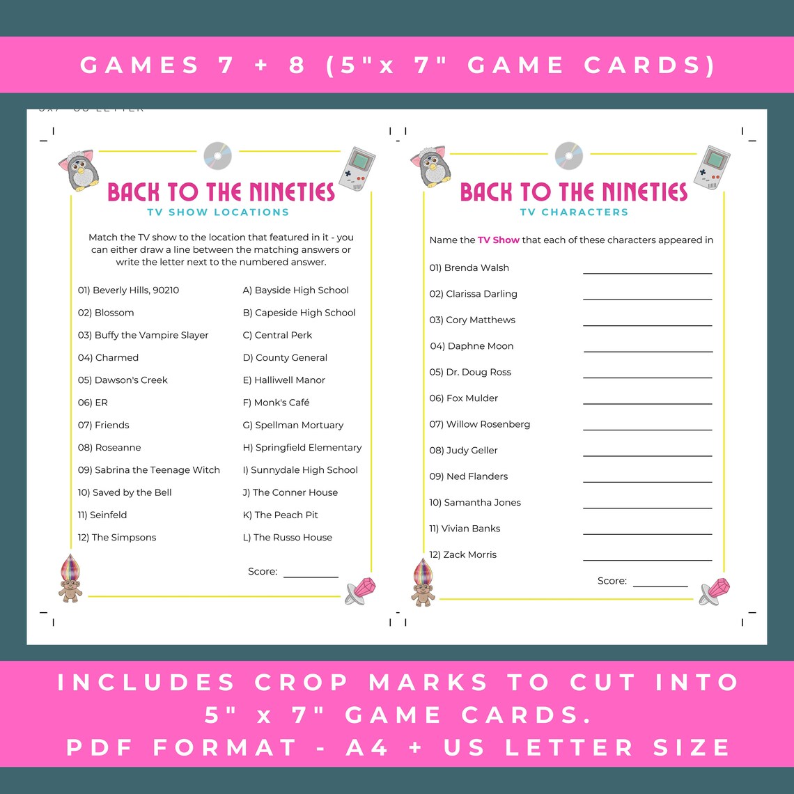 90s Party Games, 90s Trivia Games, 1990s Game Bundles, 90s Theme Party ...