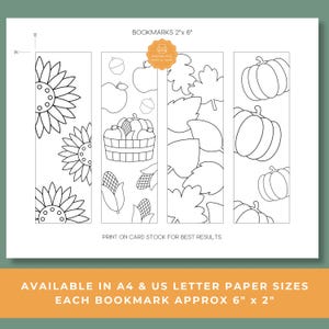 Printable Fall Coloring Bookmarks, Thanksgiving Crafts, Classroom ...