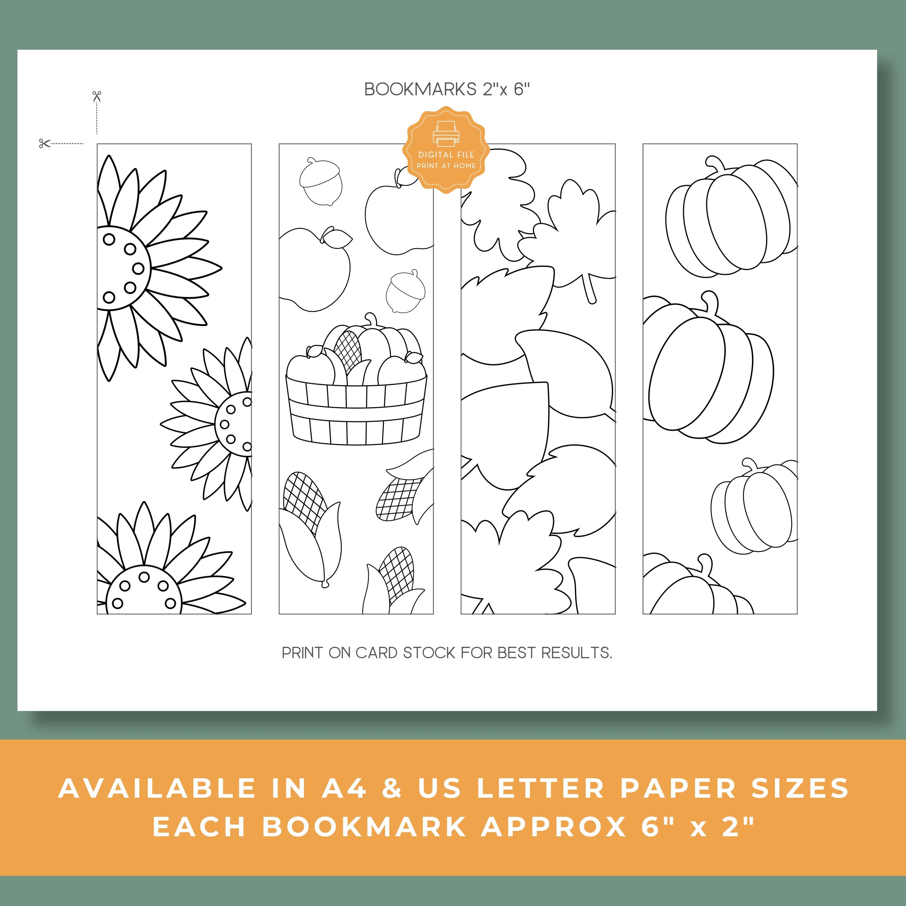 Printable Fall Coloring Bookmarks, Thanksgiving Crafts, Classroom ...