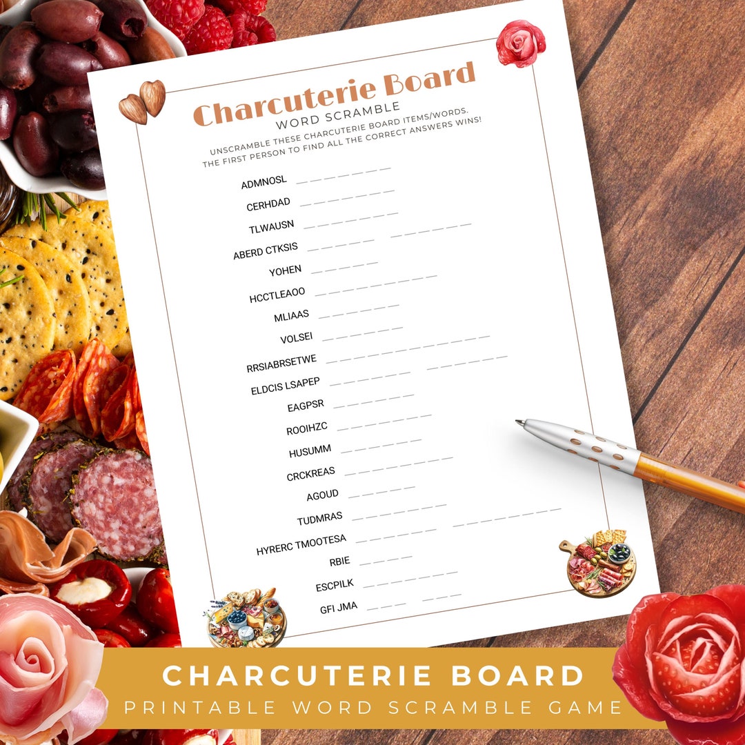 Charcuterie Word Scramble Game: Printable Dinner Party Activity ...
