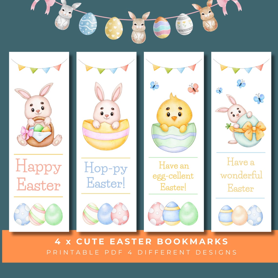 Easter Bookmarks for Kids, Printable Easter Bookmark, Easter Bunny ...