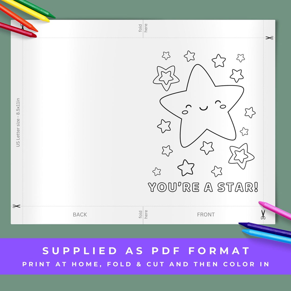 You're a Star Coloring Card, Printable Congratulations Card to Color ...