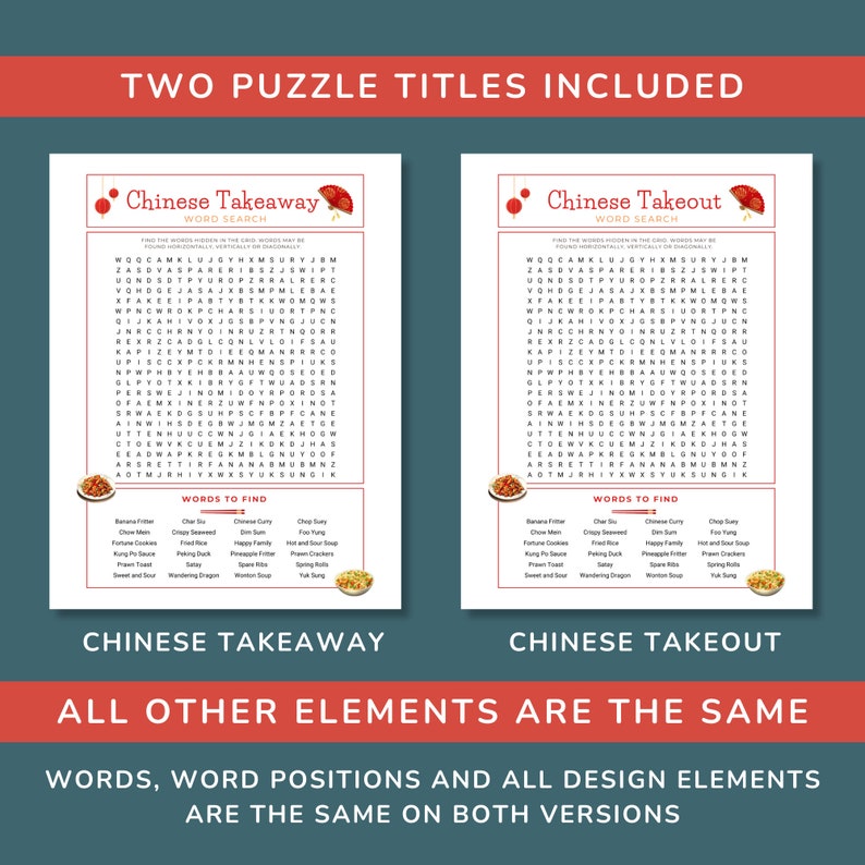 Chinese Takeaway Word Search, Word Search for Adults, Chinese Food ...