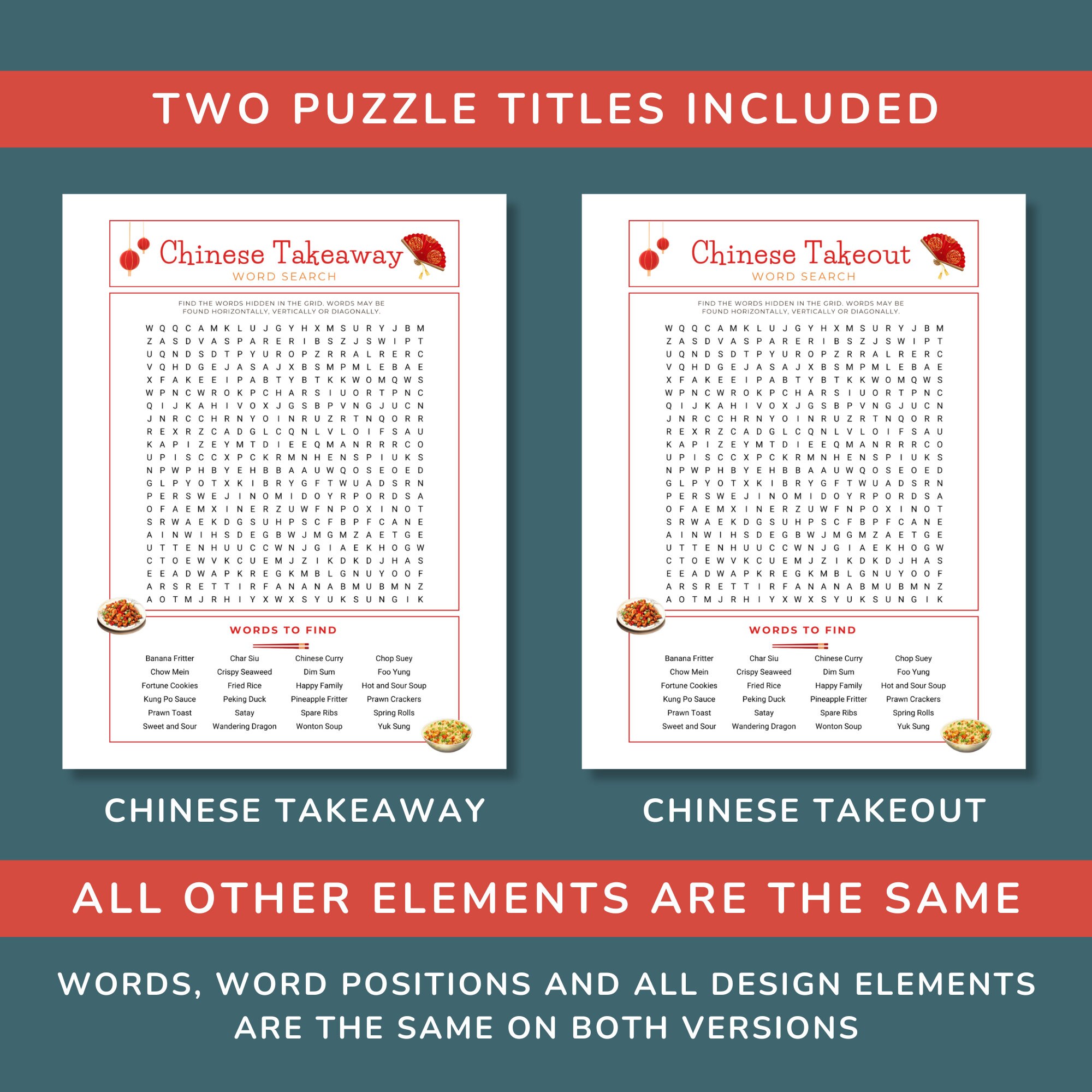 Chinese Takeaway Word Search, Word Search for Adults, Chinese Food ...
